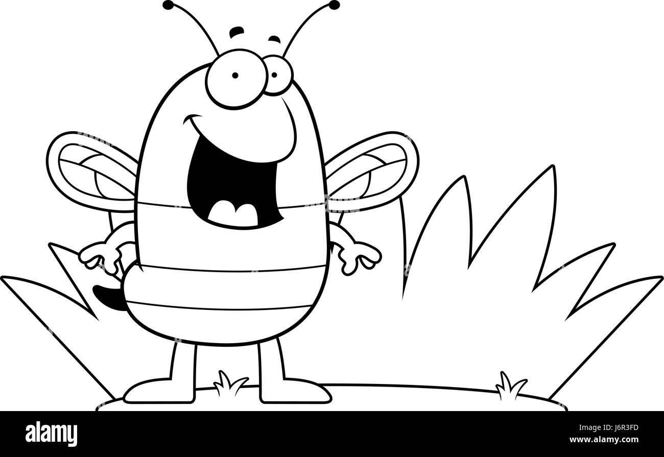 A happy cartoon bee standing in the grass Stock Vector Image & Art - Alamy