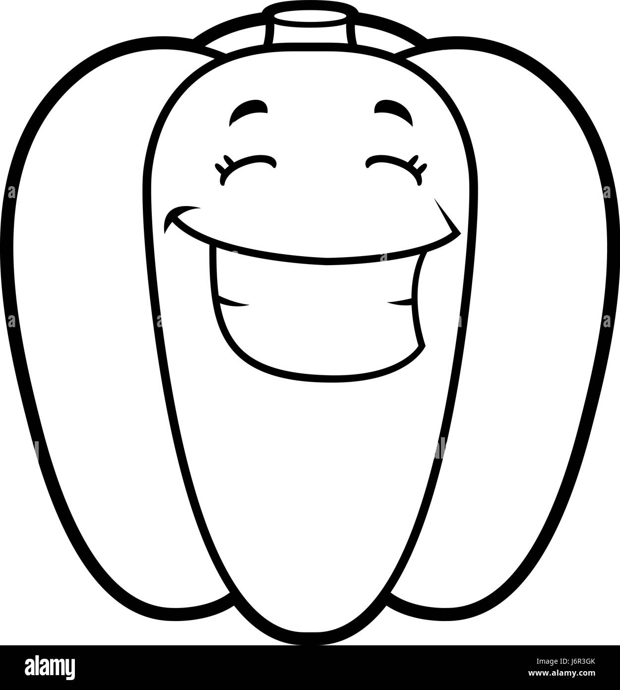 A cartoon illustration of a green bell pepper smiling and happy Stock ...