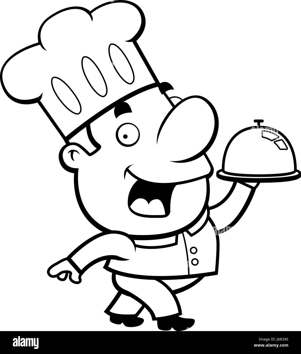 A happy cartoon chef with a serving tray Stock Vector Image & Art - Alamy