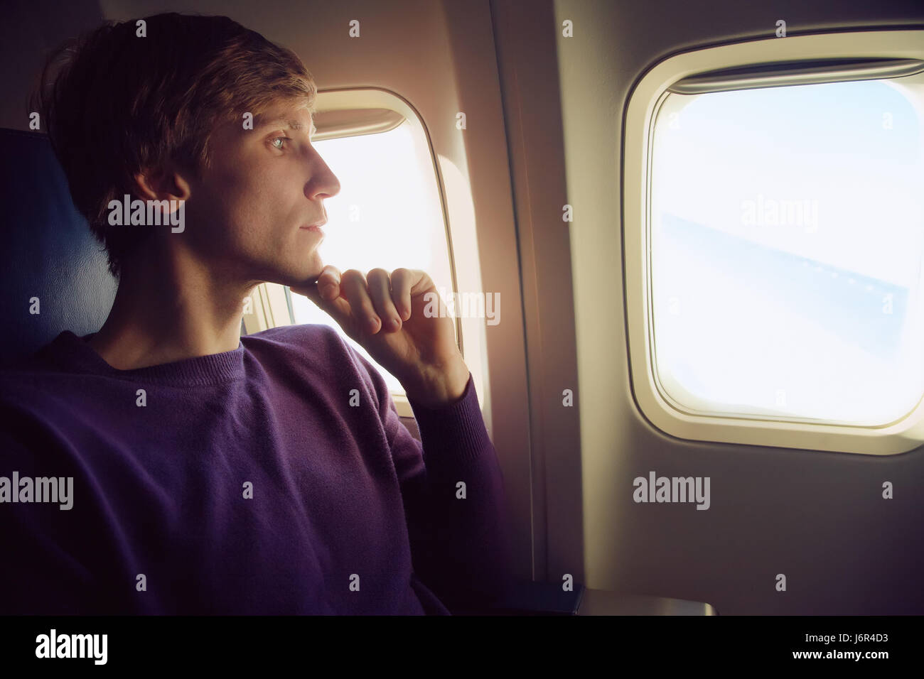 man in airplane Stock Photo - Alamy