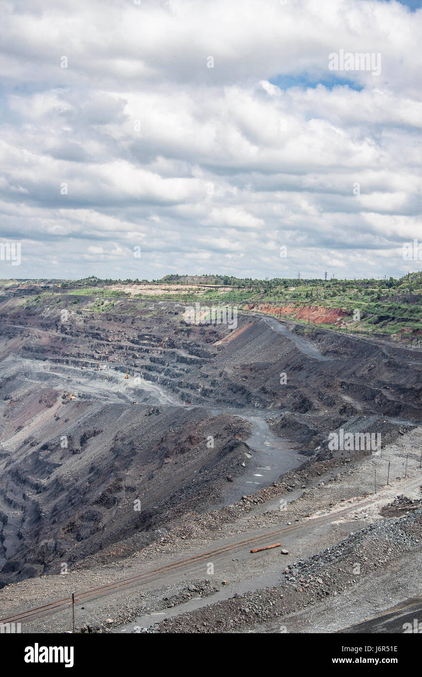View to the iron ore mining with roads and railway Stock Photo - Alamy