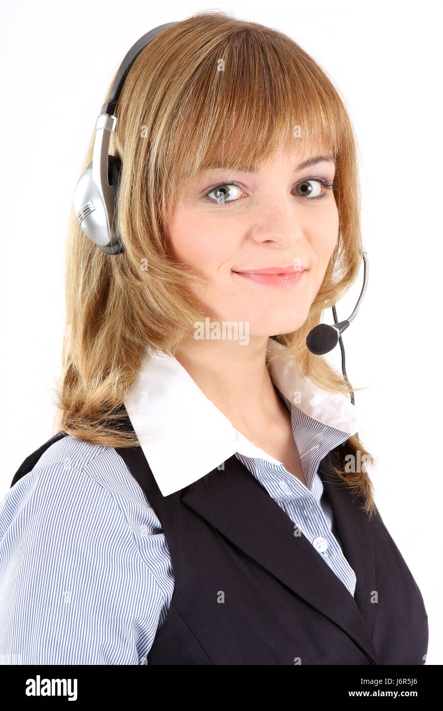 secretary service friendly kind headset call center hotline agent woman ...