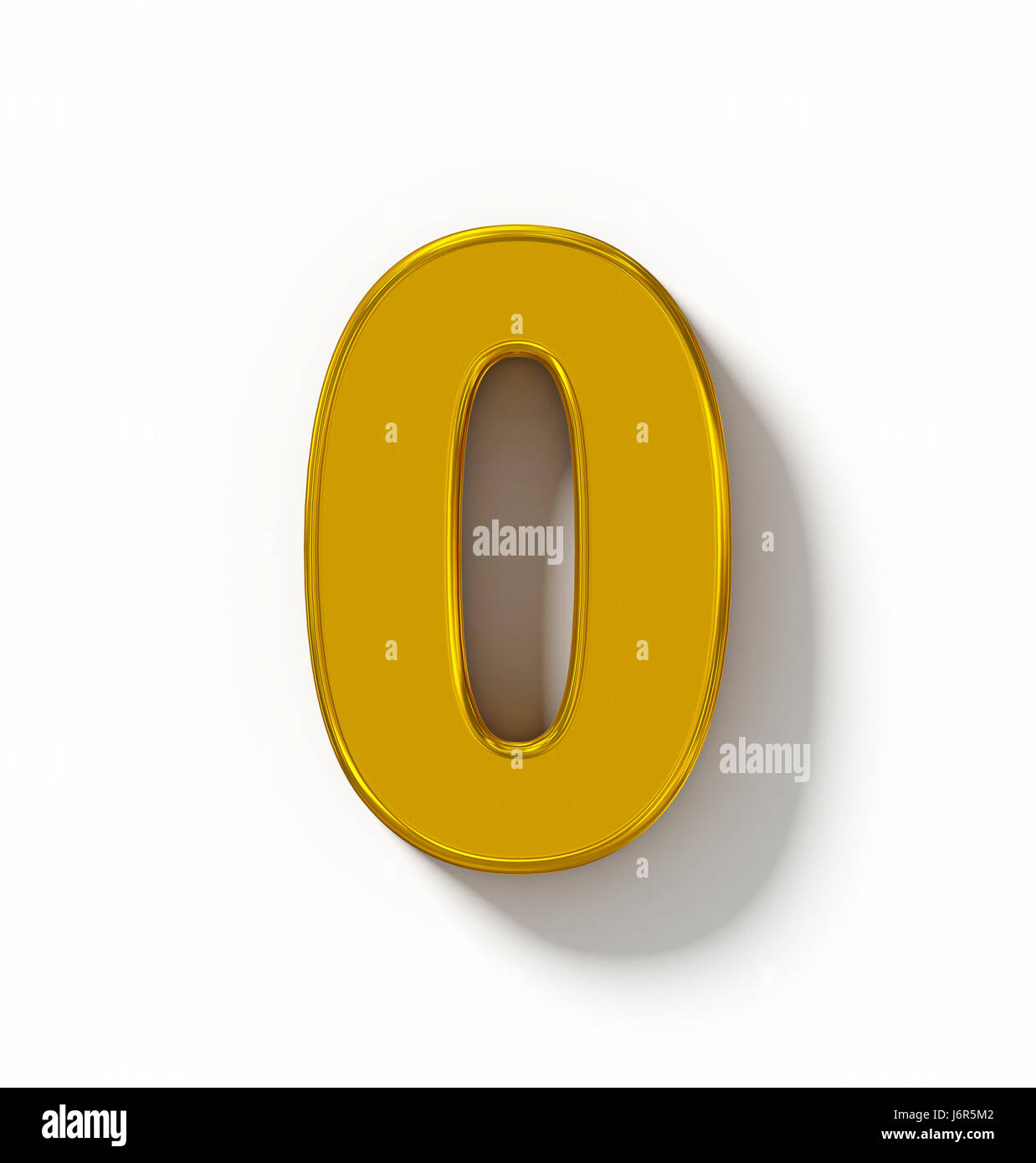 number 0 3D golden isolated on white with shadow - orthogonal ...