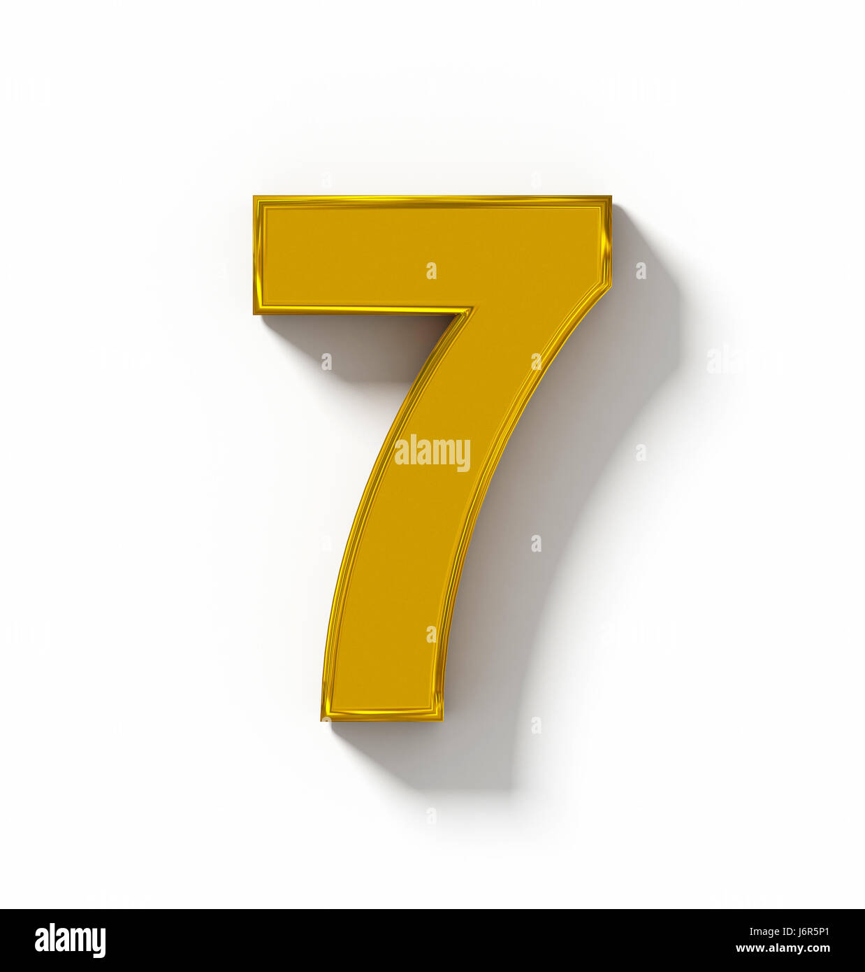 number 7 3D golden isolated on white with shadow - orthogonal ...