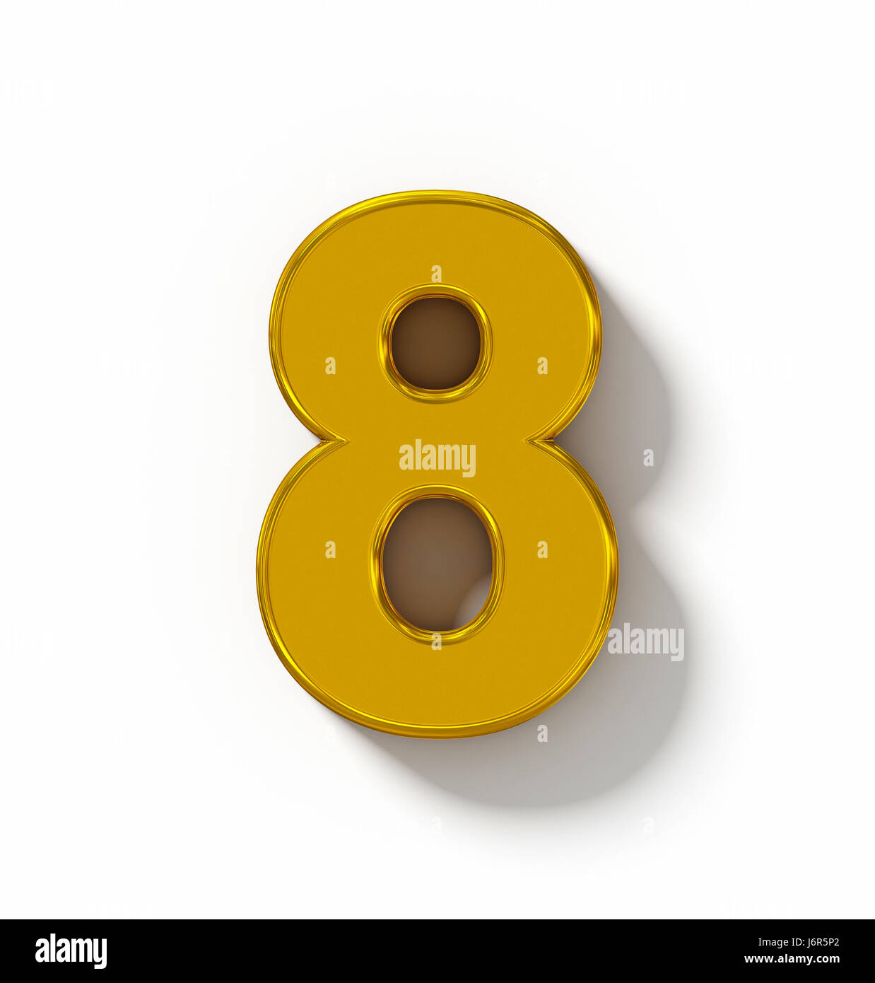 number 8 3D golden isolated on white with shadow - orthogonal ...