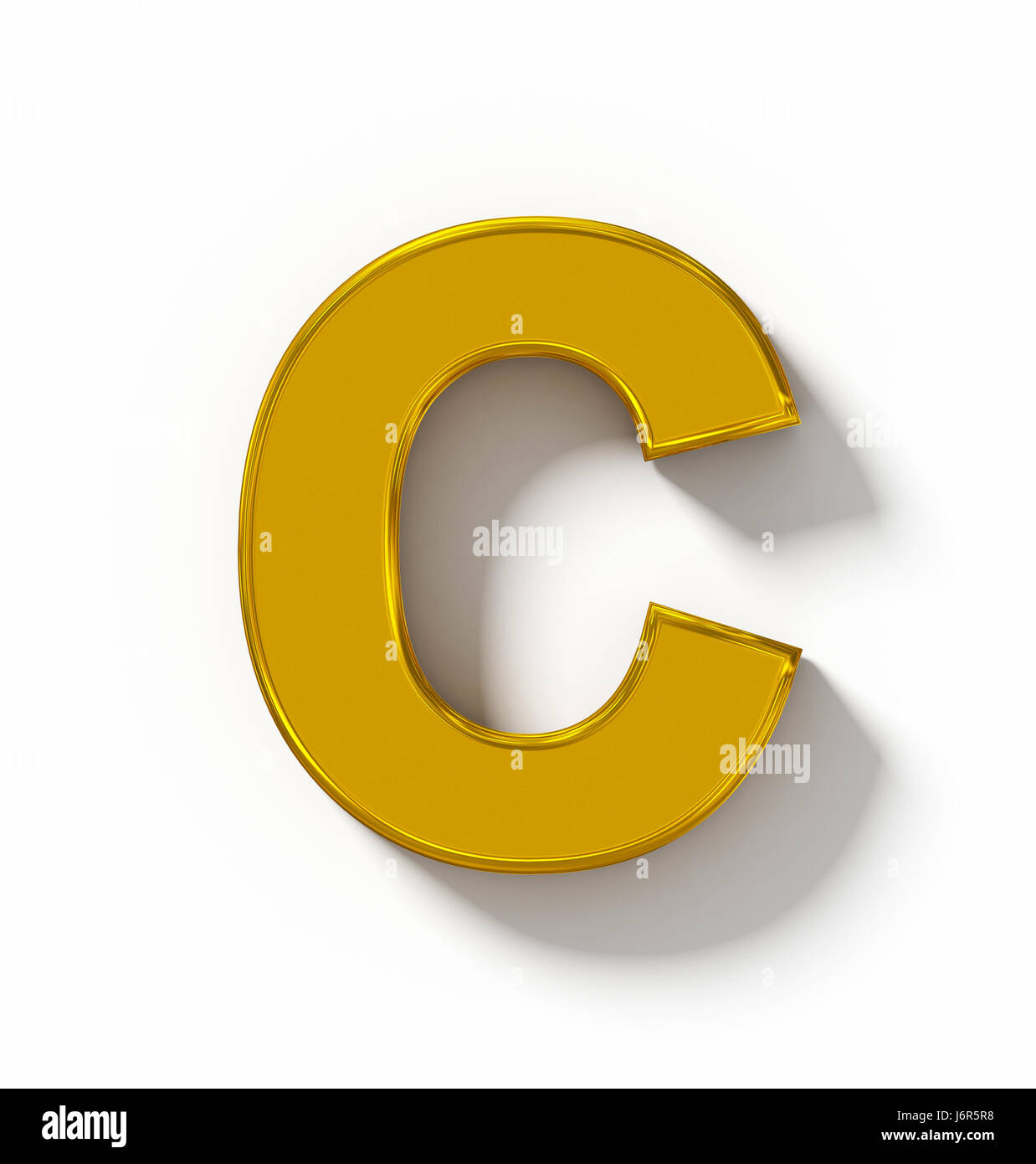 letter C 3D golden isolated on white with shadow - orthogonal ...