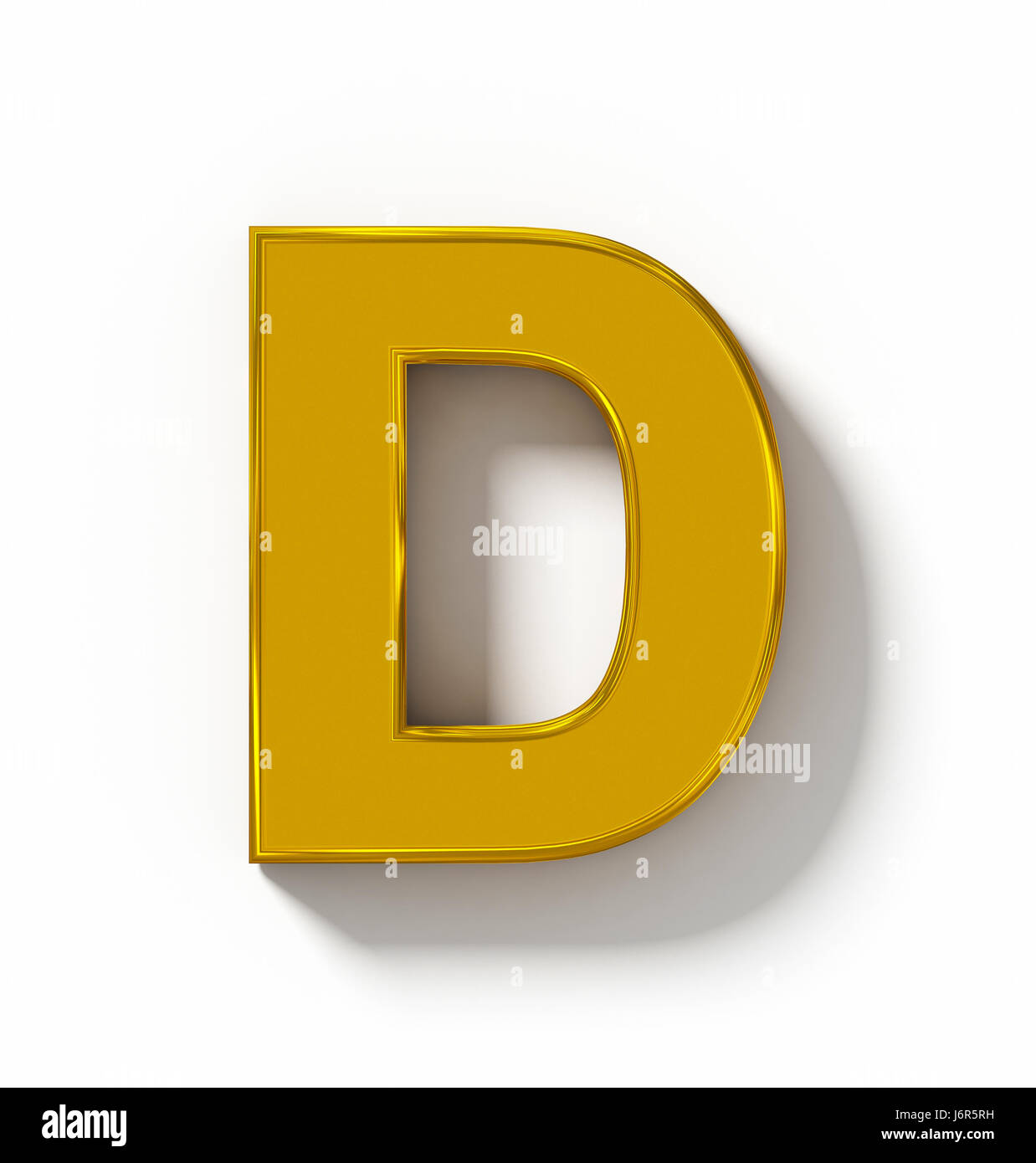 letter D 3D golden isolated on white with shadow - orthogonal ...