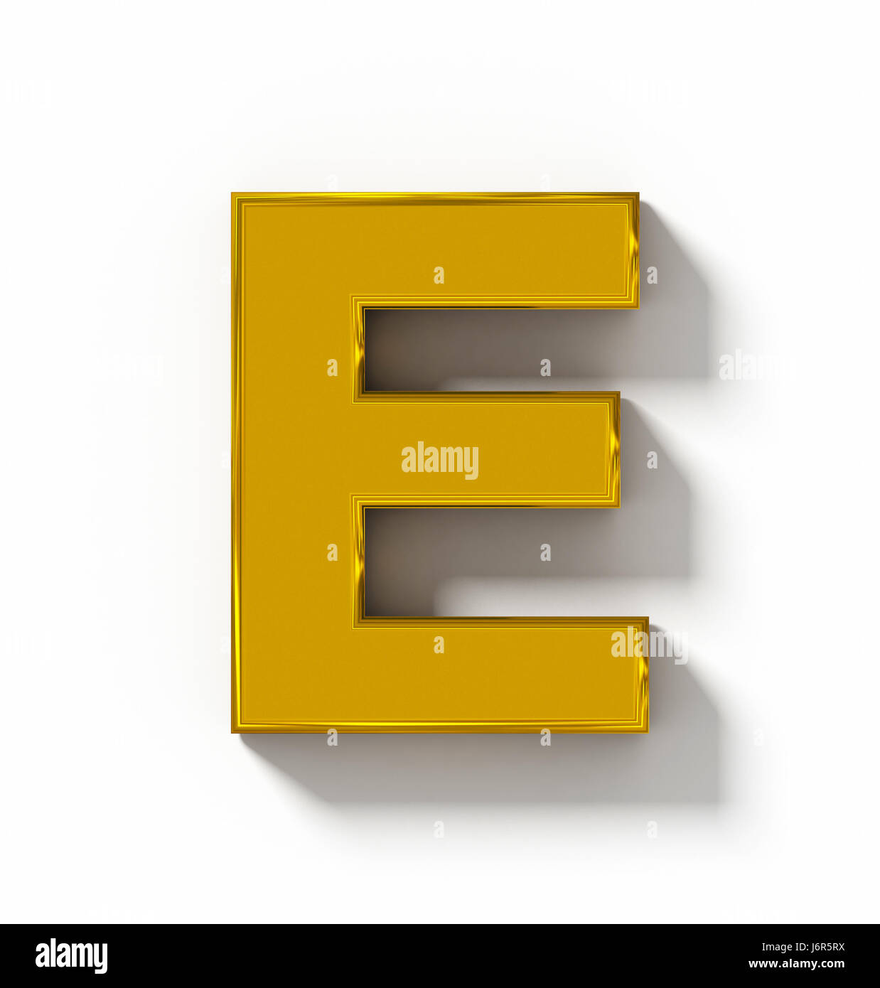 letter E 3D golden isolated on white with shadow - orthogonal ...