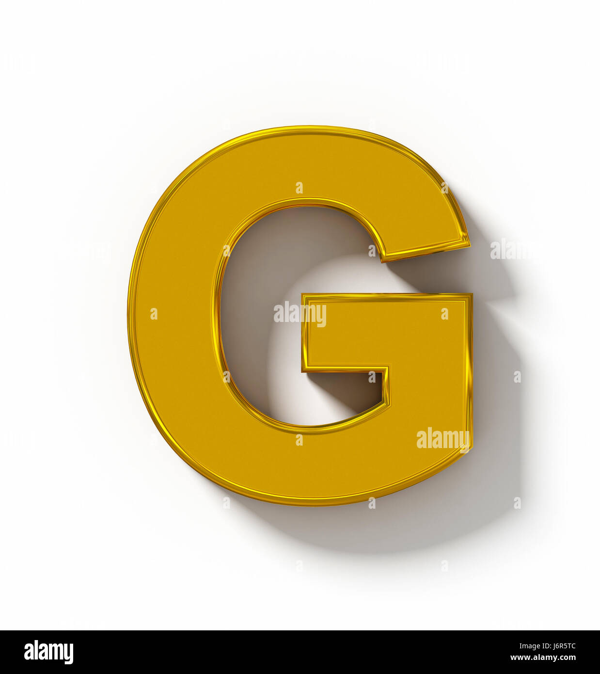 letter G 3D golden isolated on white with shadow - orthogonal ...