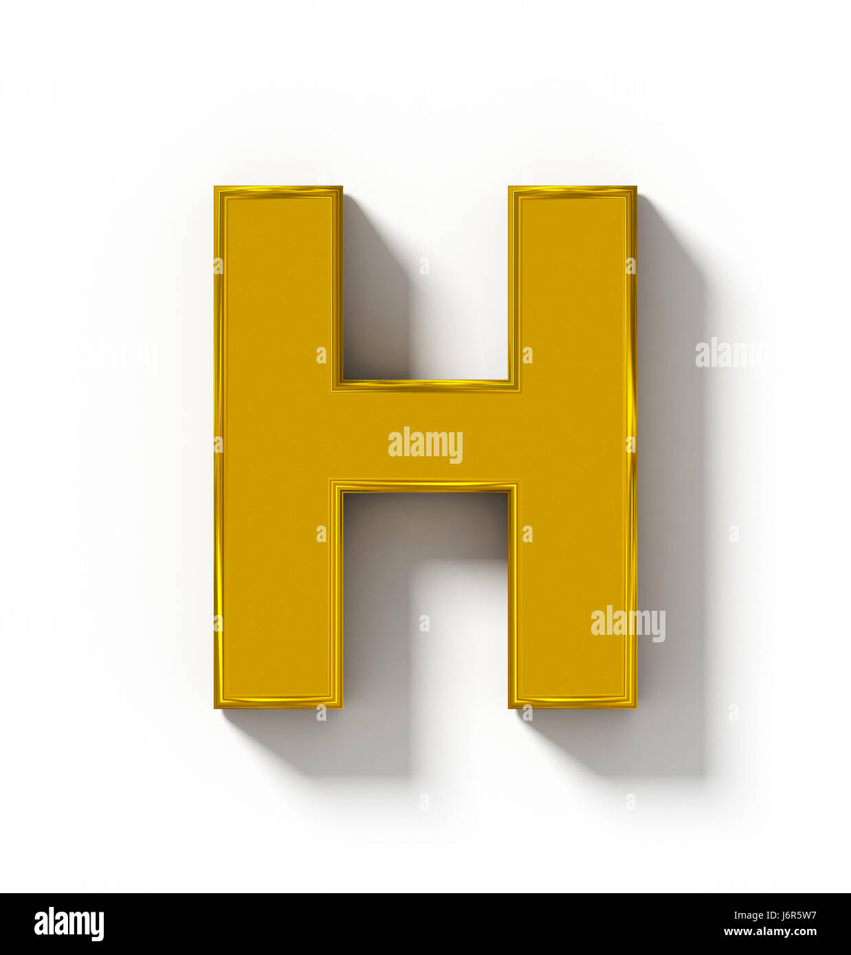 letter H 3D golden isolated on white with shadow - orthogonal ...