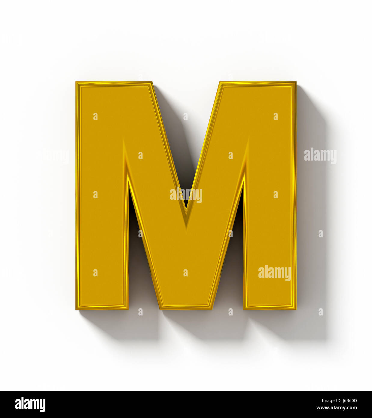 letter M 3D golden isolated on white with shadow - orthogonal ...