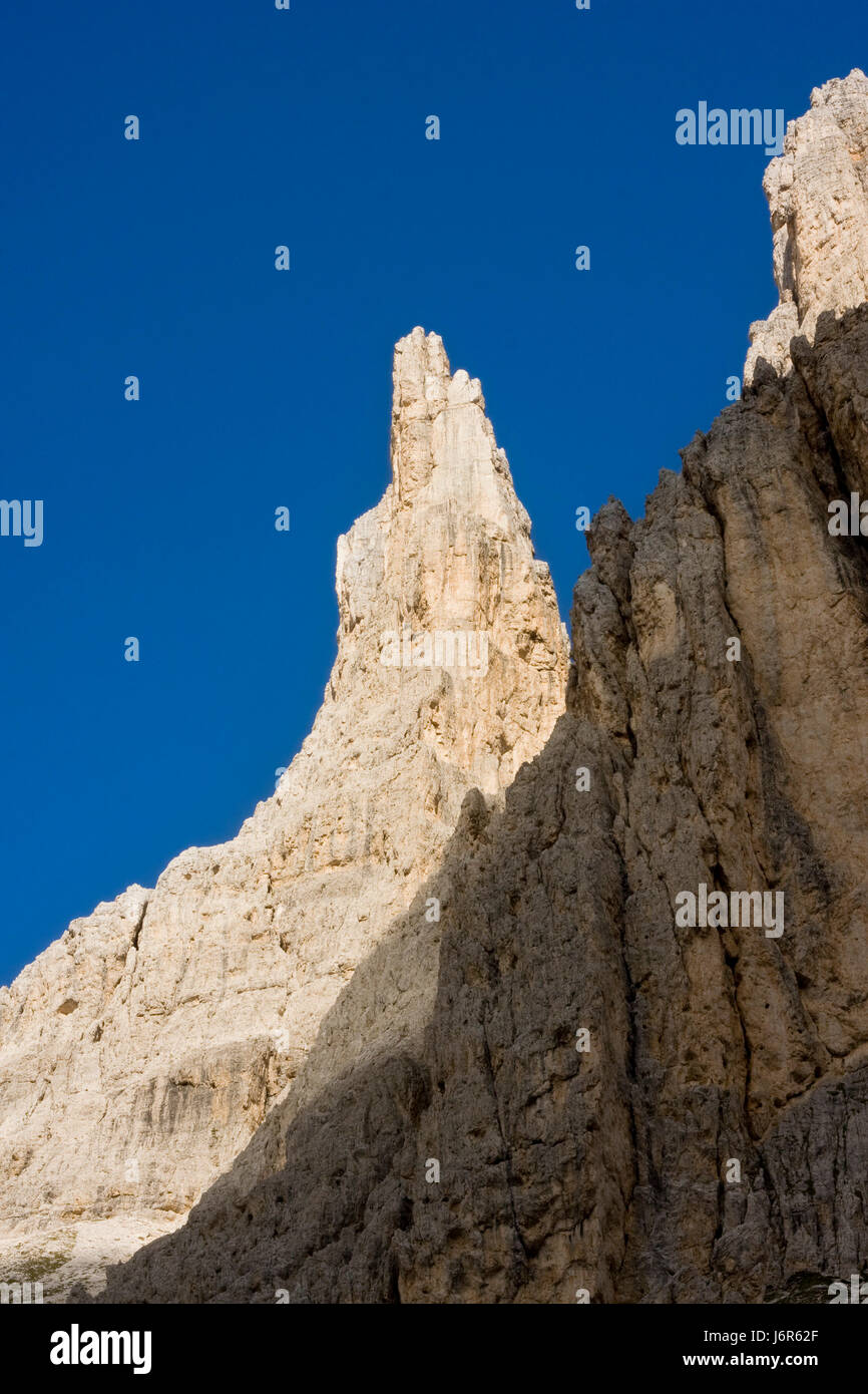 blue dolomites steep sunshine cliff mountain travel mountains tip peak ...