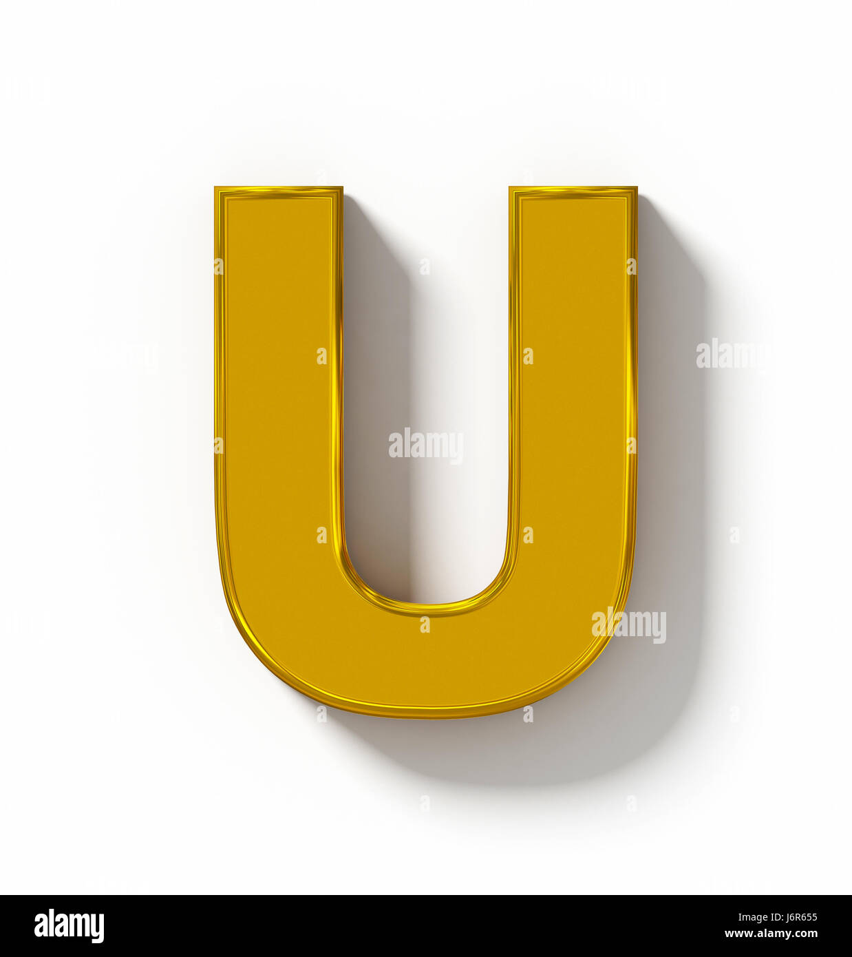 letter U 3D golden isolated on white with shadow - orthogonal ...