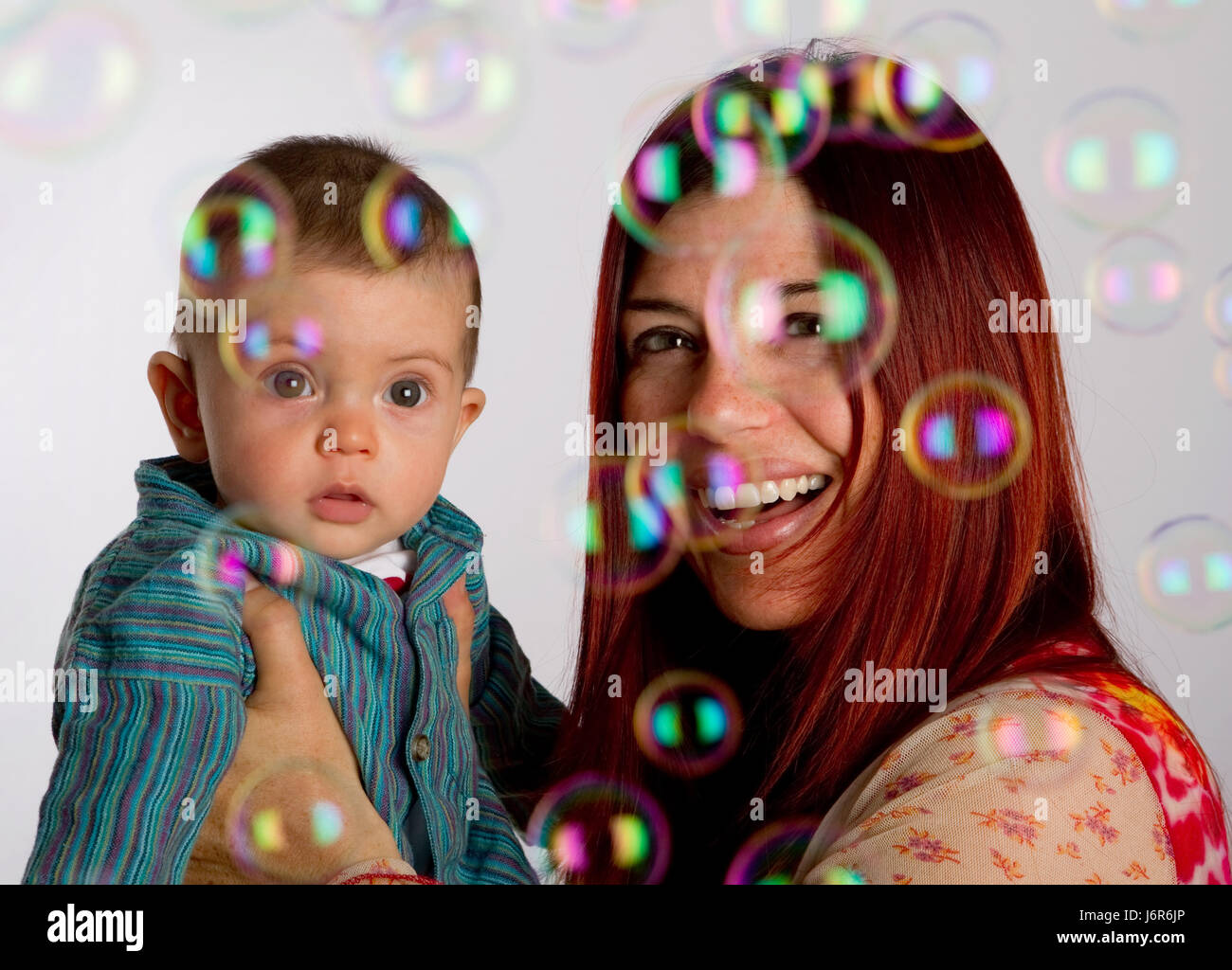son baby bubbles mother mom ma mommy floating delighted unambitious ...