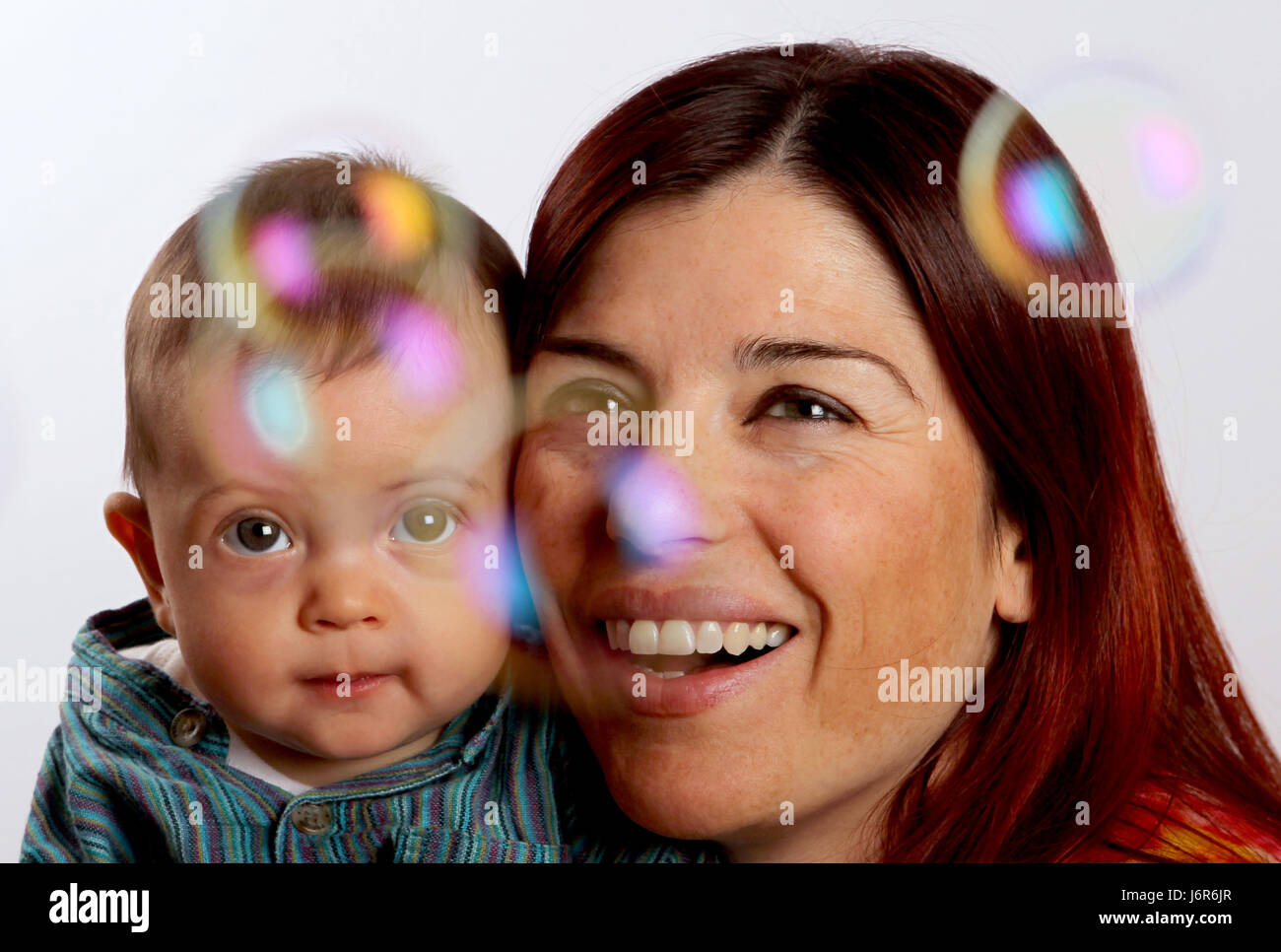 son baby bubbles mother mom ma mommy floating delighted unambitious ...