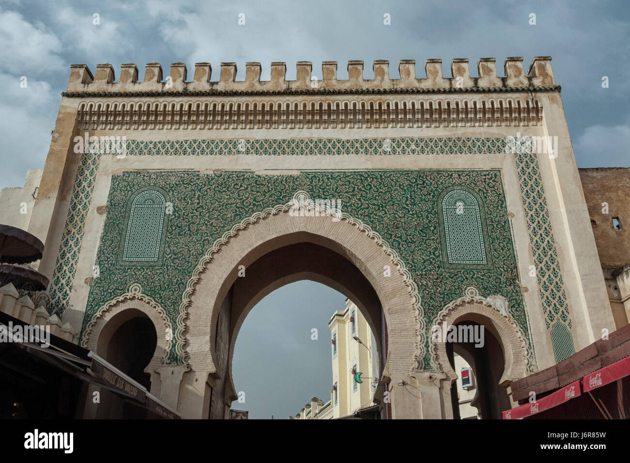 Bab Bou Jeloud Gate (The Blue Gate) located in Fez, Morocco - Africa ...
