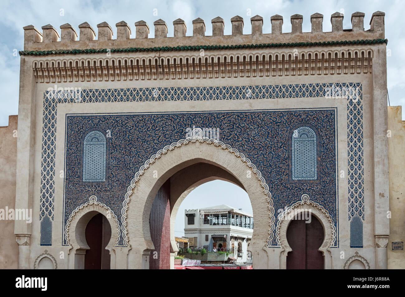Bab Bou Jeloud Gate (The Blue Gate) located in Fez, Morocco - Africa ...