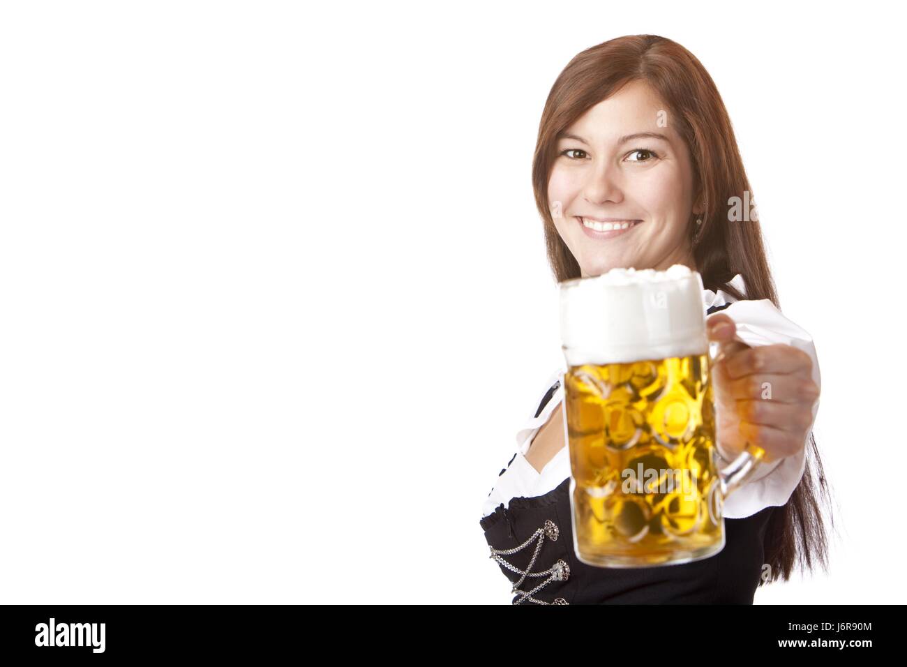 woman in dirndl holds oktoberfest beer stein Stock Photo - Alamy