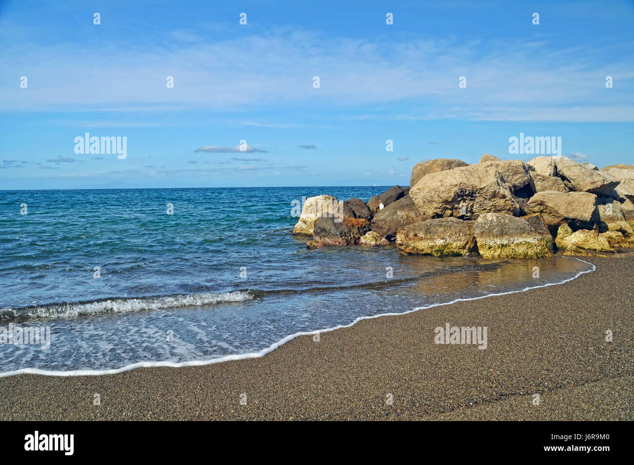 beach seaside the beach seashore rock wave firmament sky salt water sea ...