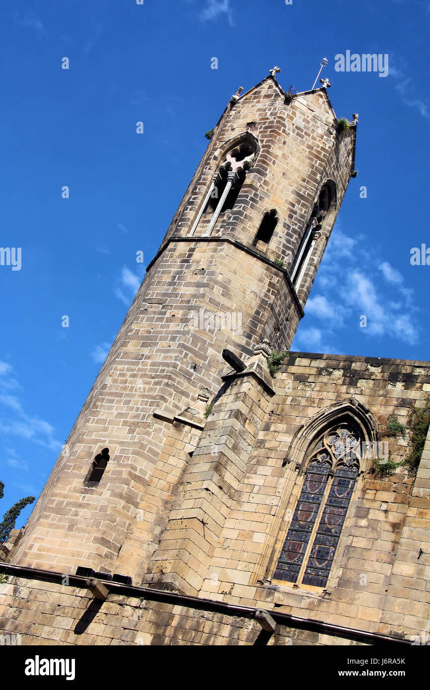 church steeple barcelona gothic blue tower church window porthole ...