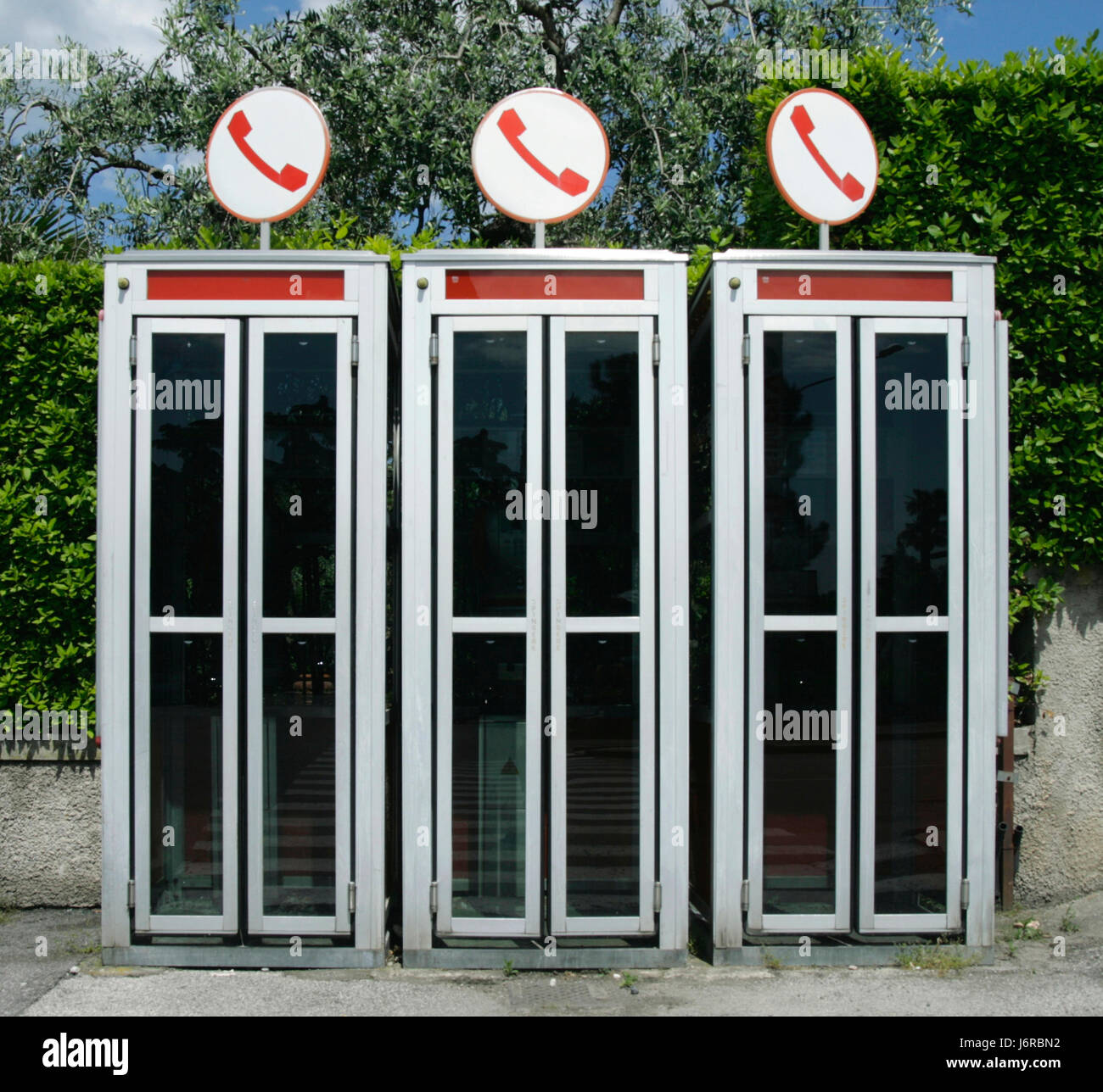 three phone booths Stock Photo - Alamy
