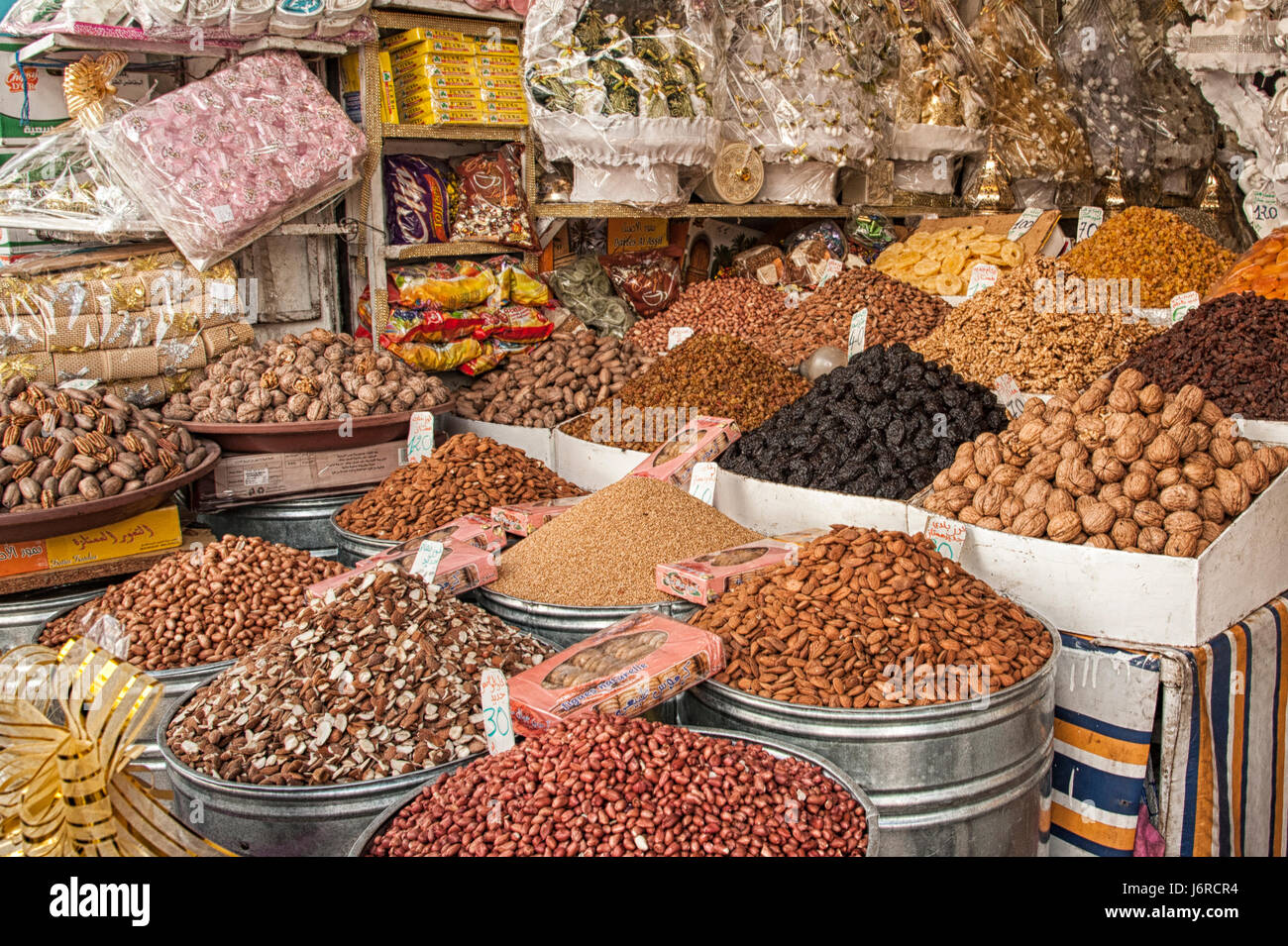 Dried Fruits in a Market (souk) in Fez, Morocco. The market is one of ...