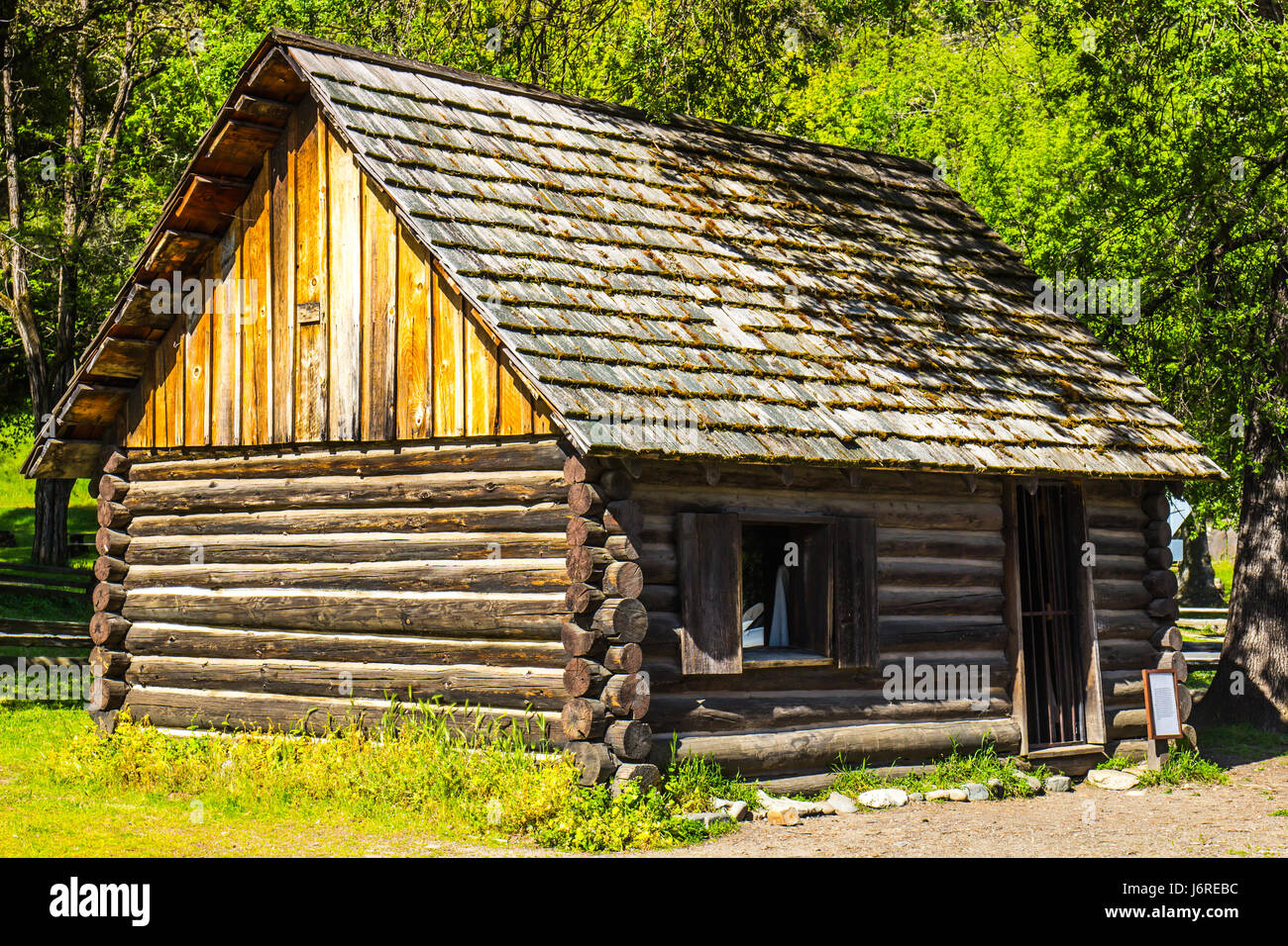 Old Log Cabin In Mining Town Stock Photo - Alamy