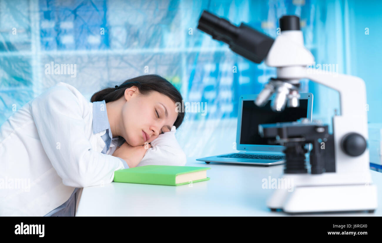 girl sleep in laboratory Stock Photo - Alamy