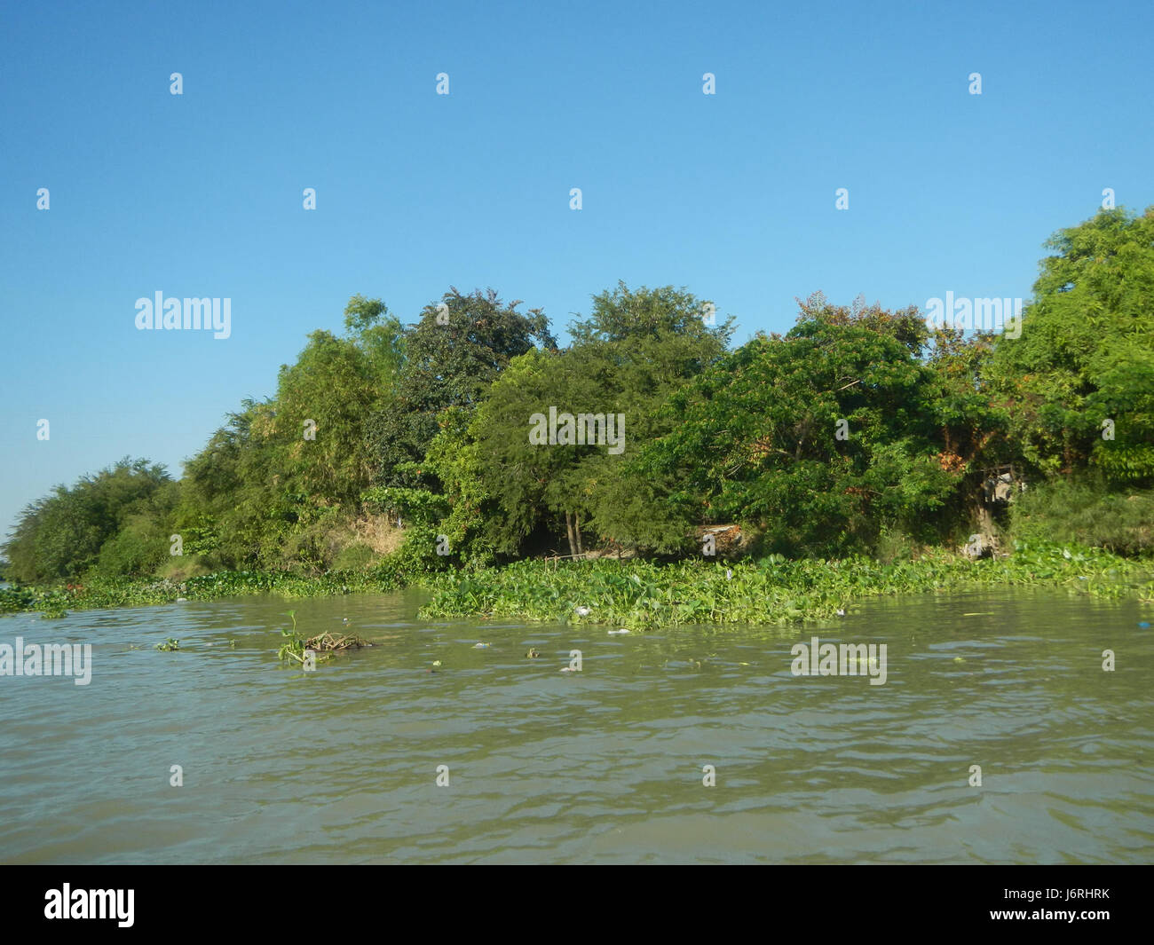 Aerial view of the river districts in the Candelaria Delta, Macabebe ...