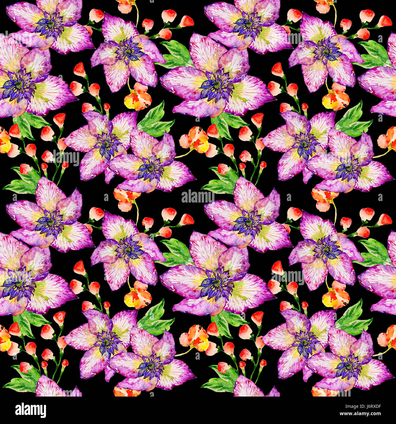 Wildflower hibiscus flower pattern in a watercolor style isolated Stock ...