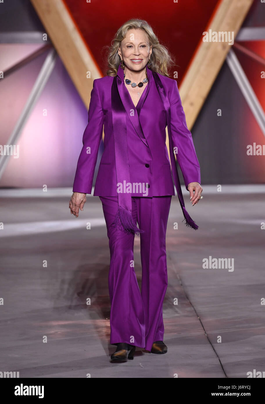 Faye Dunaway on the catwalk at the Fashion For Relief Charity Fashion ...