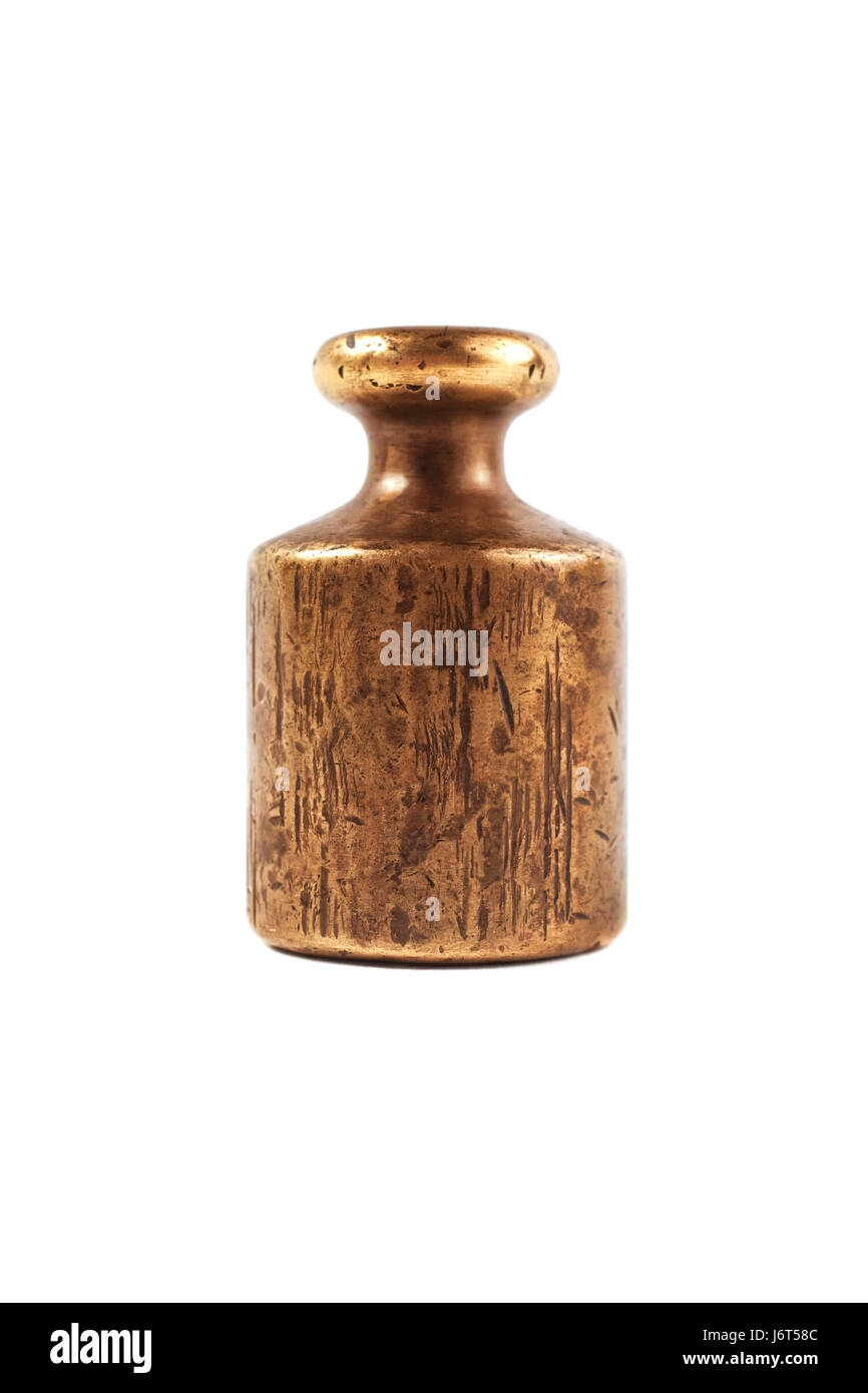 Metal gold weights for scales isolated on white background Stock Photo ...