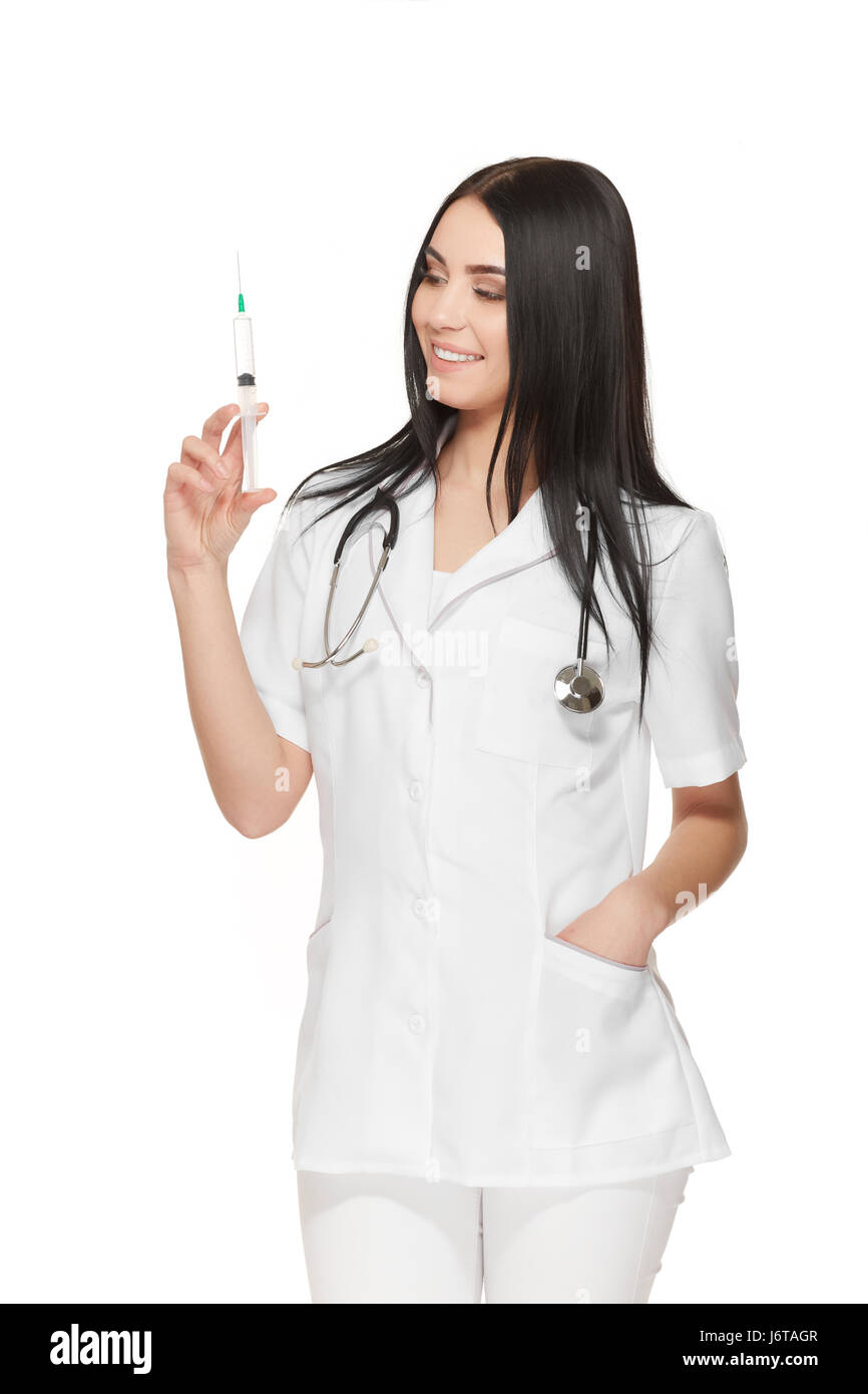 Young nurse preparing injection with vaccine for flu Stock Photo - Alamy