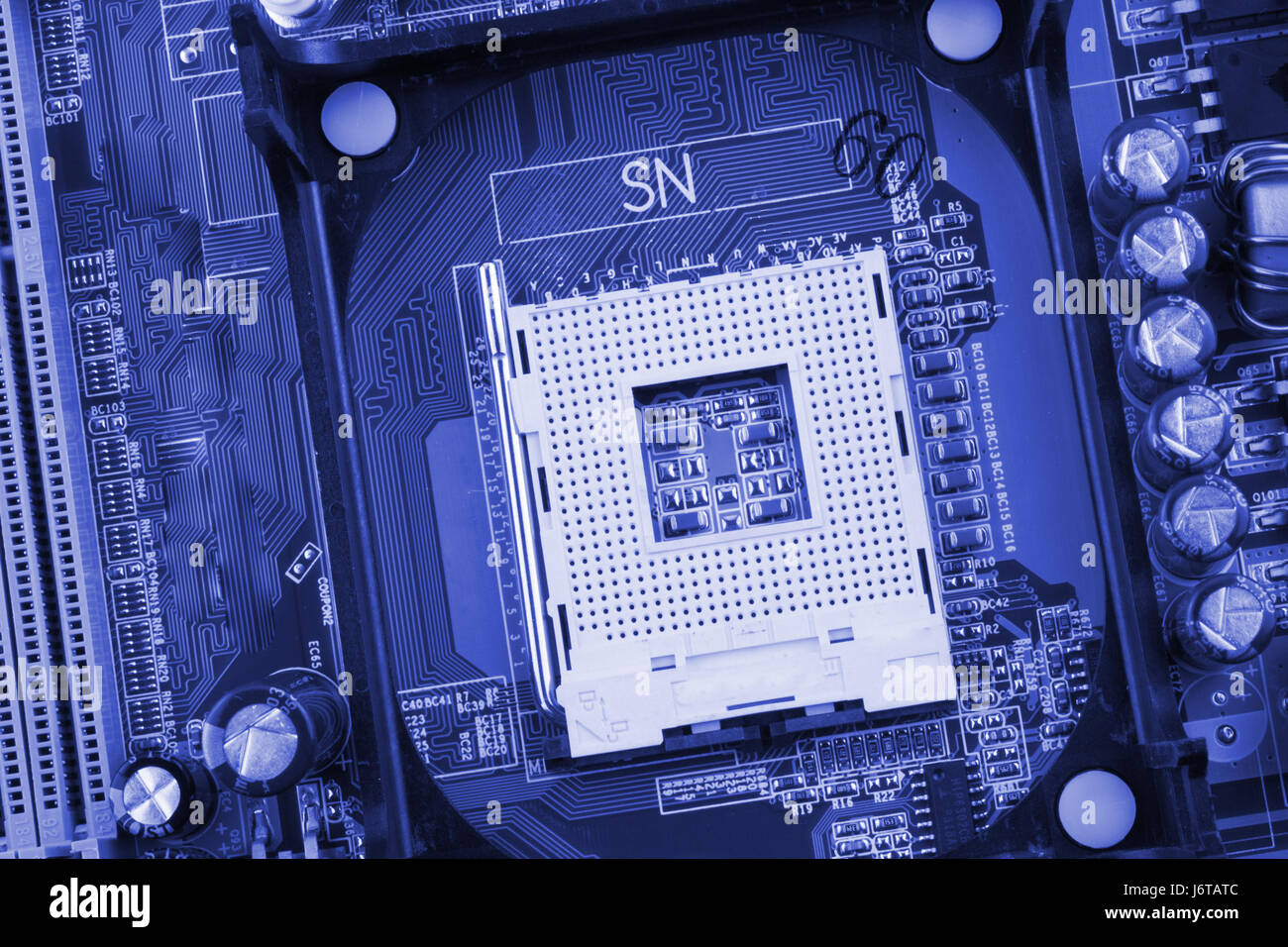 CPU socket on a computer motherboard macro close Stock Photo - Alamy