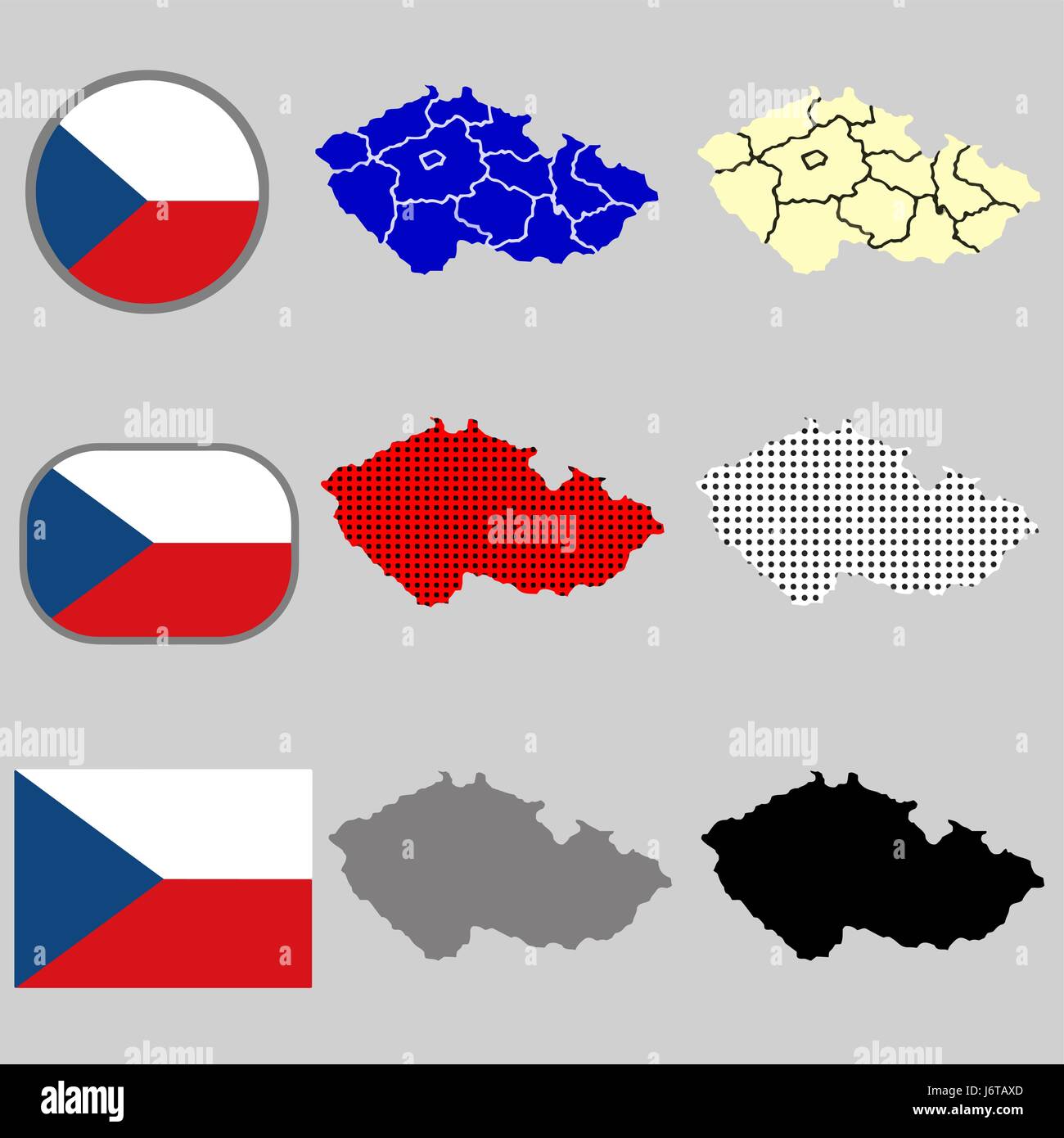 Czech Republic map vector with the czech flag - black silhouette ...