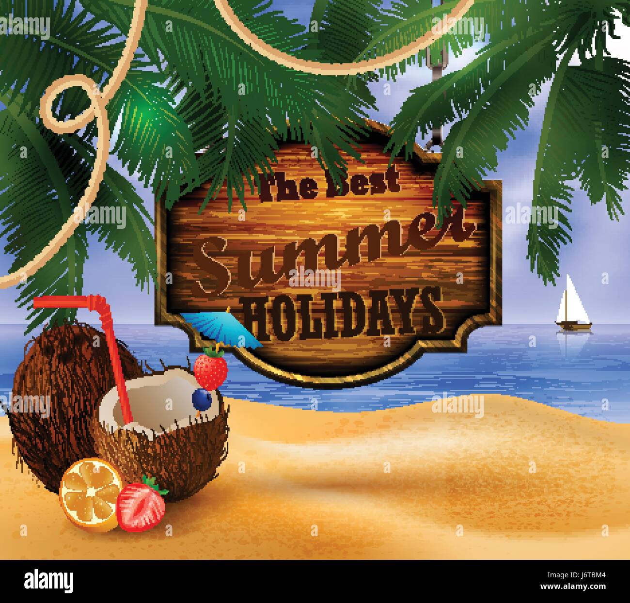 Rope tropical palm tree Stock Vector Images - Alamy