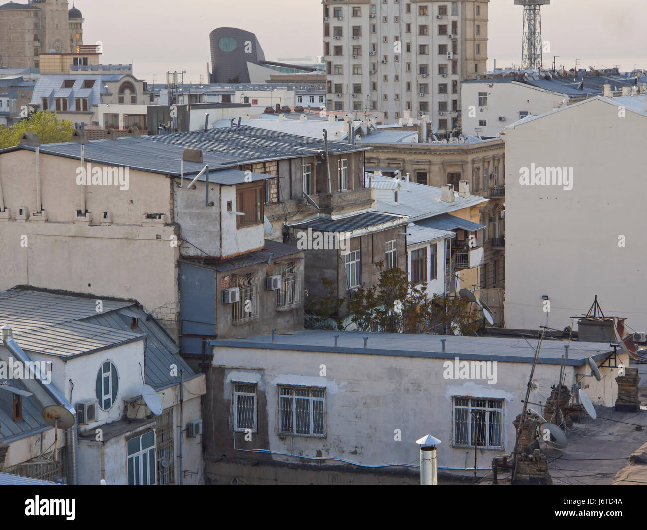 Rooftop panorama view of the inner city in Baku, capital of Azerbaijan ...