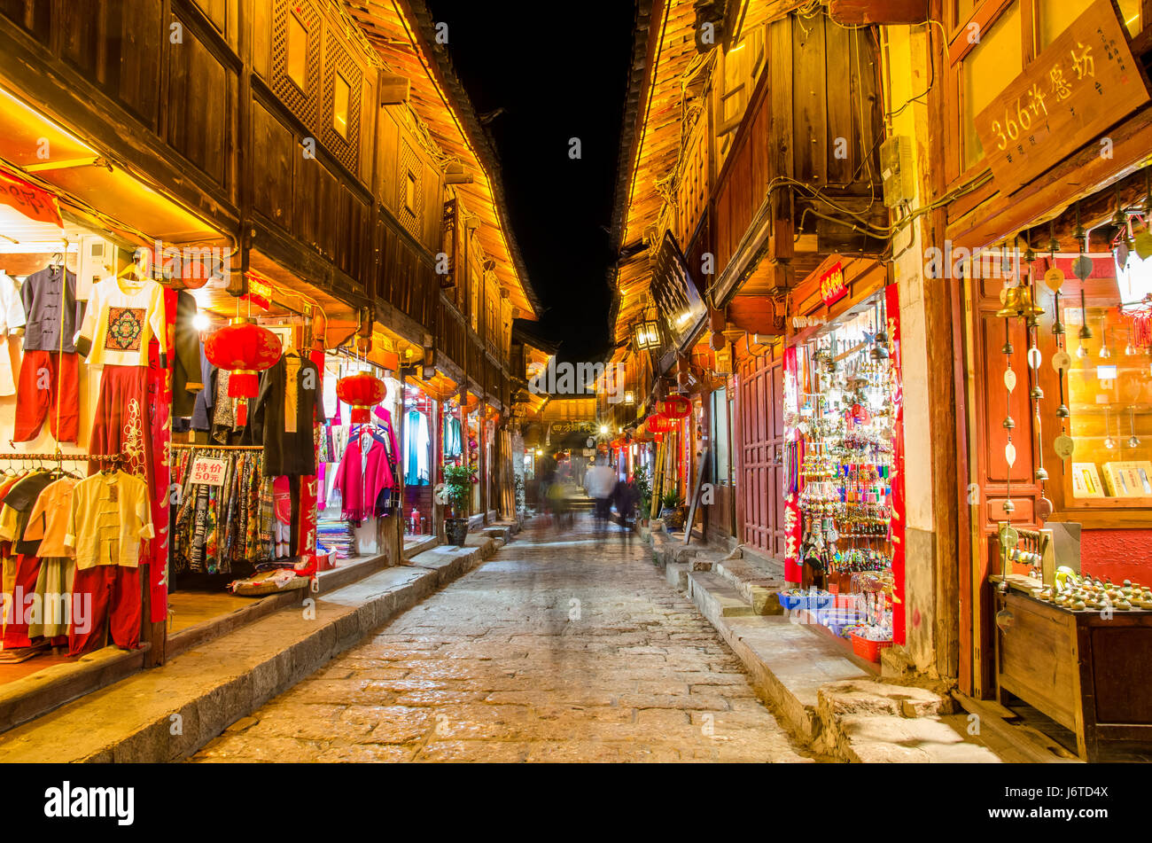 Lijiang, China - April 11,2017 : Night scenic view of the Old Town of ...
