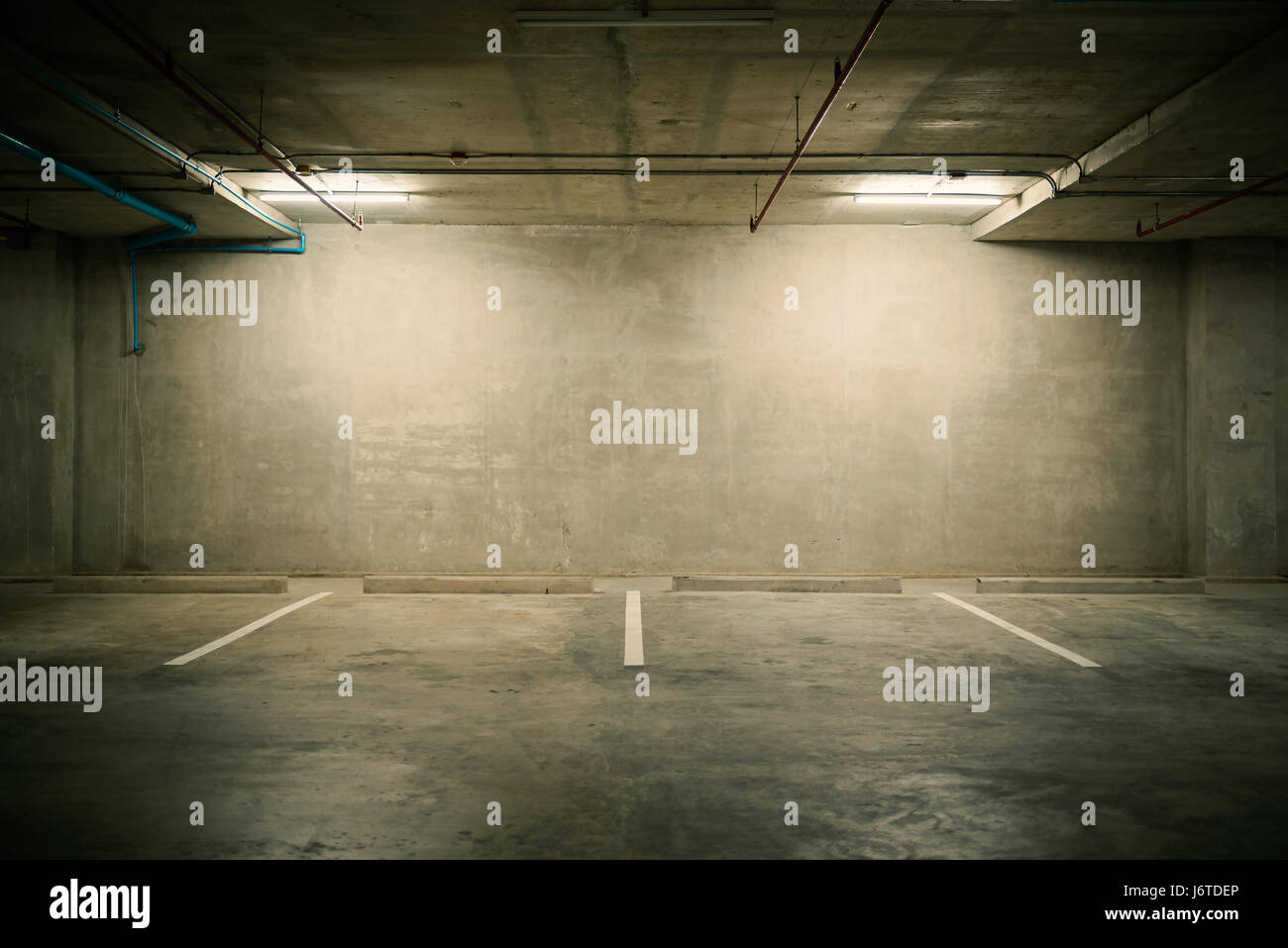 Parking garage department store interior with blank billboard Stock ...