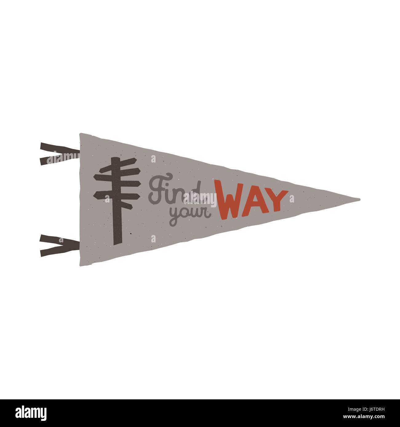 Vintage hand drawn pennant template. Find your way sign. Retro textured ...