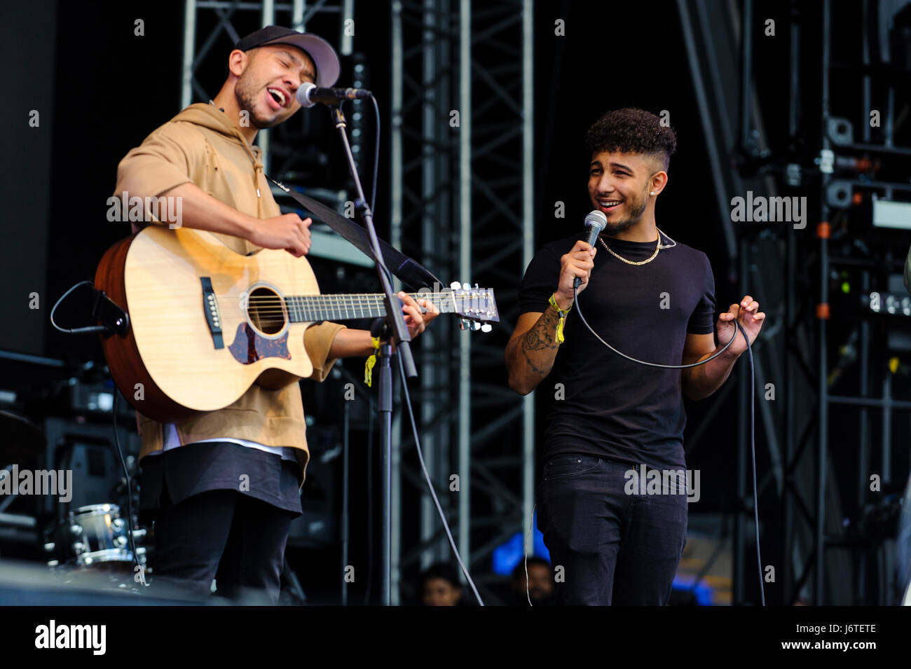 Wirral, UK. 21st May 2017. Liverpool boy band, MiC LOWRY, performs as ...