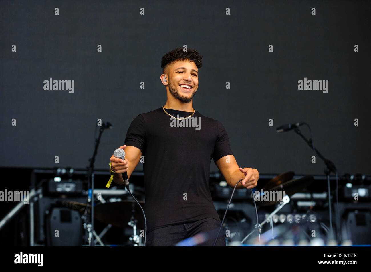 Wirral, UK. 21st May 2017. Liverpool boy band, MiC LOWRY, performs as ...