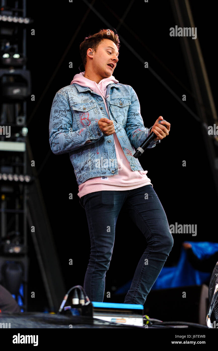Wirral, UK. 21st May 2017. Singer-songwriter, Conor Maynard, performs ...