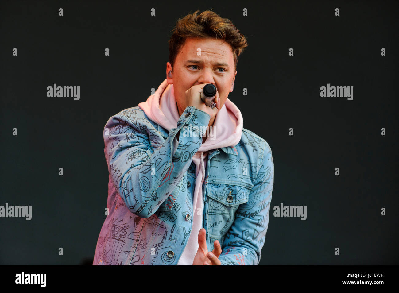 Wirral, UK. 21st May 2017. Singer-songwriter, Conor Maynard, performs ...