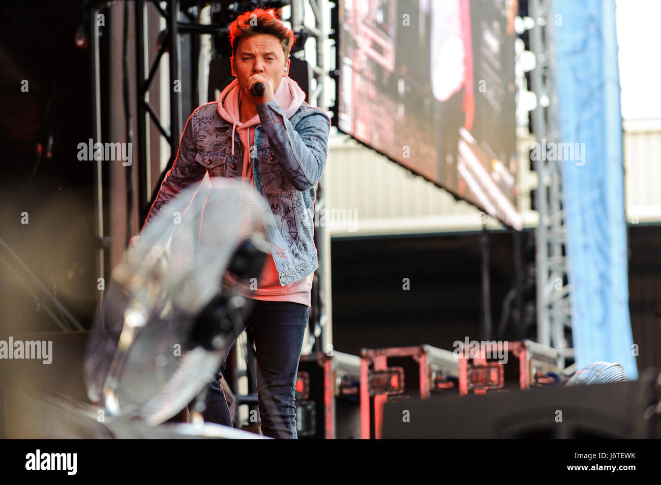 Wirral, UK. 21st May 2017. Singer-songwriter, Conor Maynard, performs ...