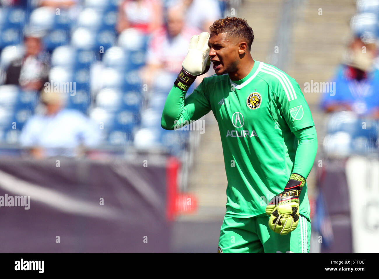 Gillette Stadium. 21st May, 2017. MA, USA; Columbus Crew goalkeeper ...