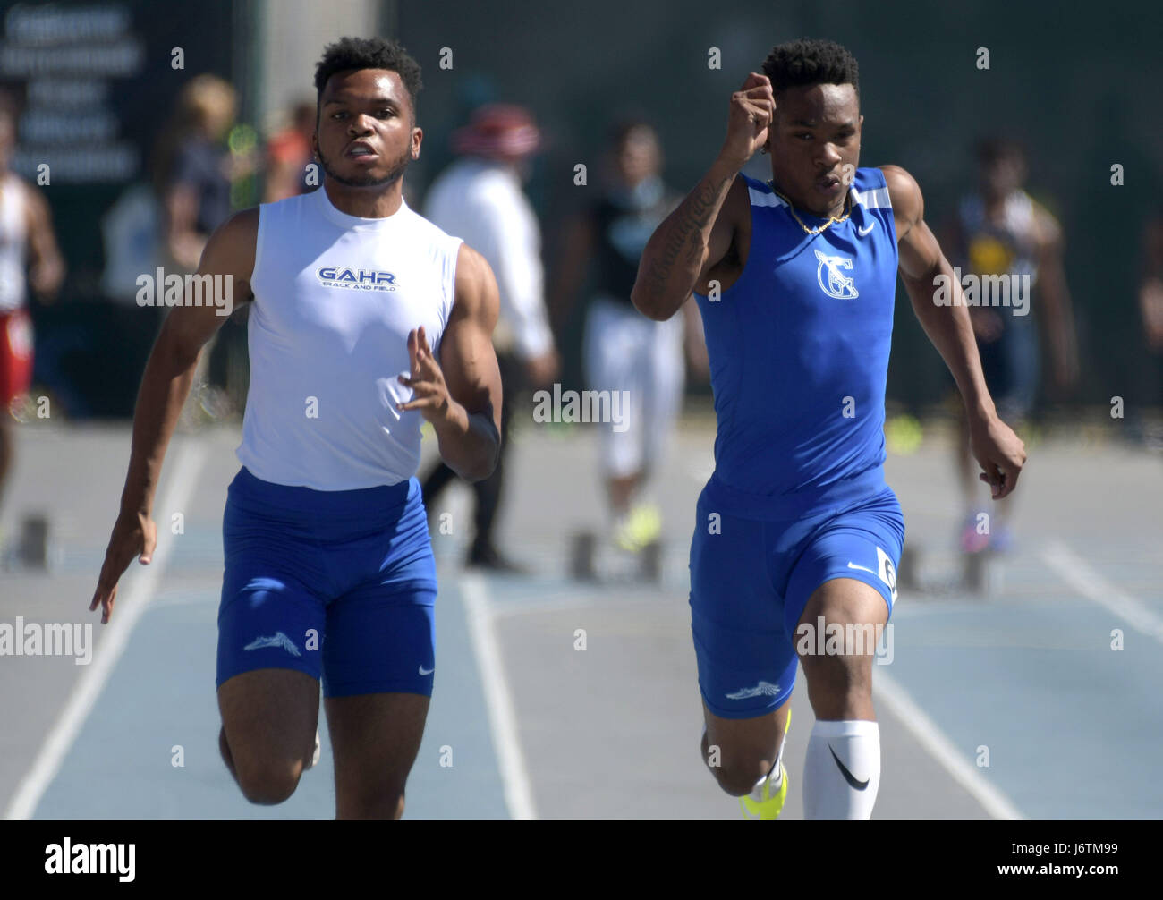 Christian Shakir (right) and Eric Renfroe of Cerritos Gahr place third ...