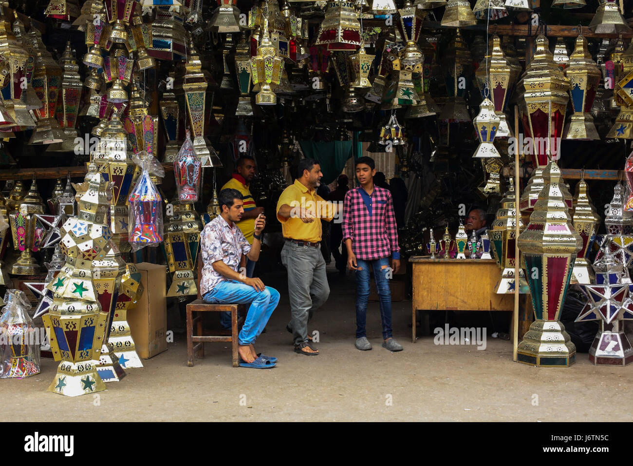 Cairo, Egypt. 1st May, 2017. An Egyptian vendor displays Traditional ...