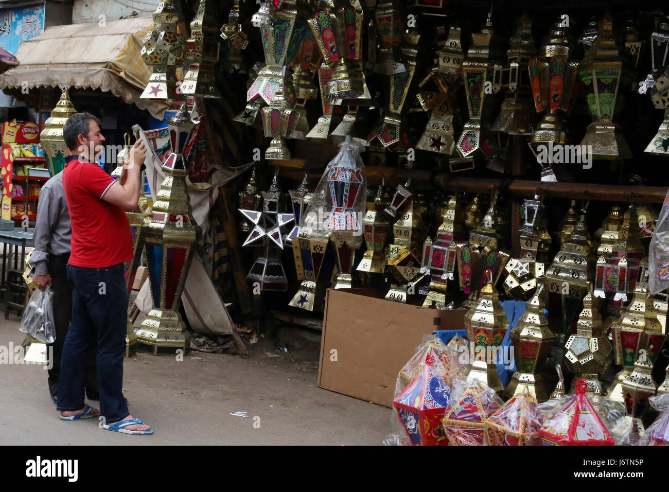 Cairo, Egypt. 1st May, 2017. An Egyptian vendor displays Traditional ...