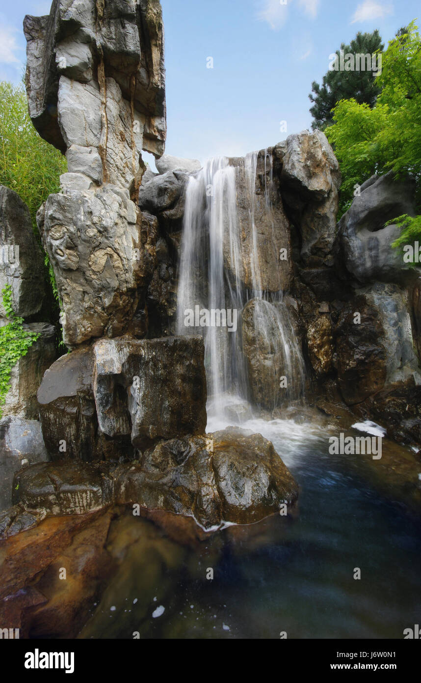 waterfall with rock wall Stock Photo - Alamy